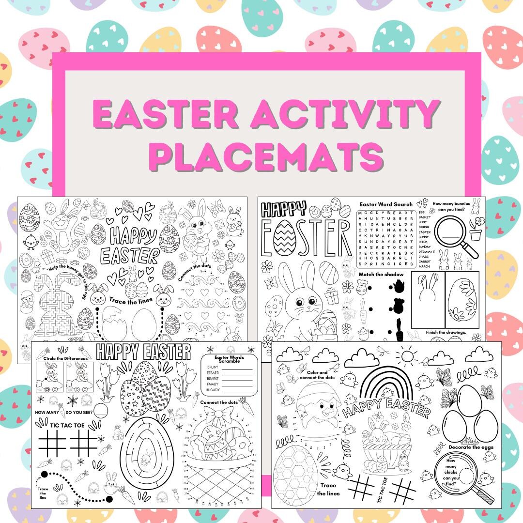4 Printable Easter Activity Placemats - Etsy
