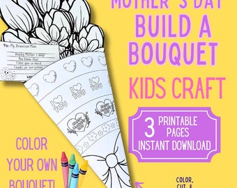 Paper Mother's Day Craft Kit, Flowers for Mum,cut Out and Coloring ...