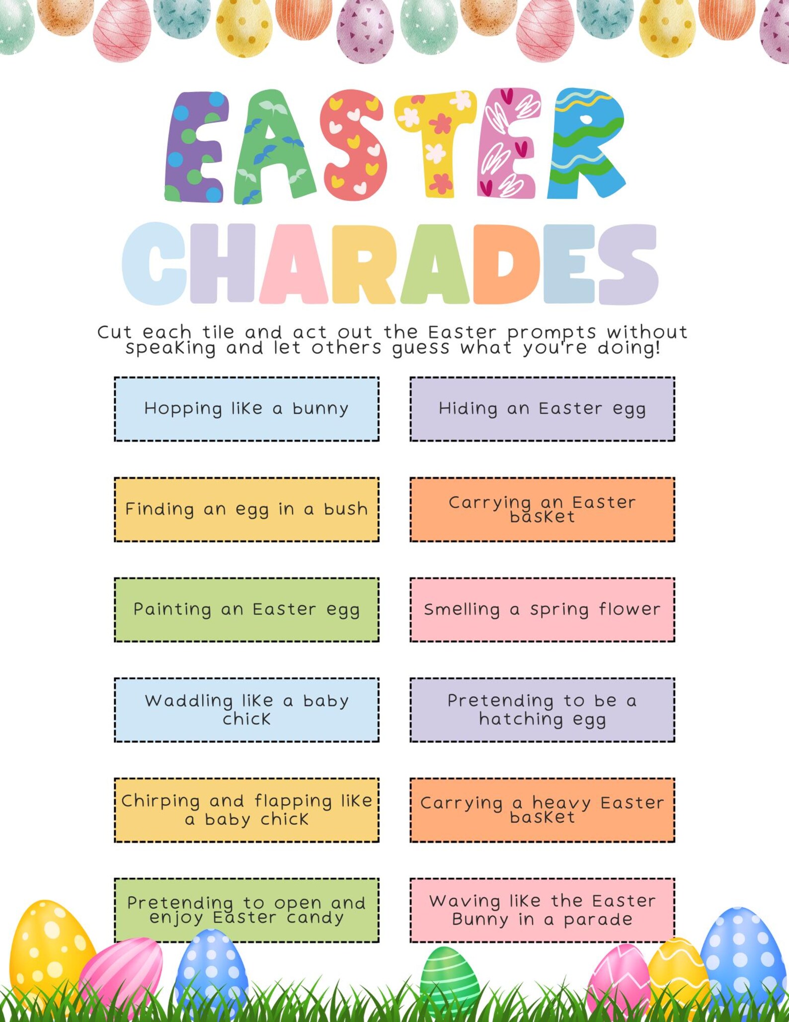 Printable Easter Charades Game - Etsy
