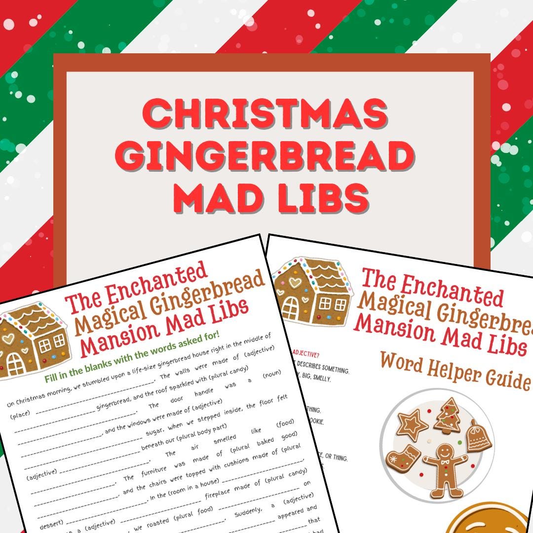 Printable Gingerbread Christmas Mad Libs - Etsy