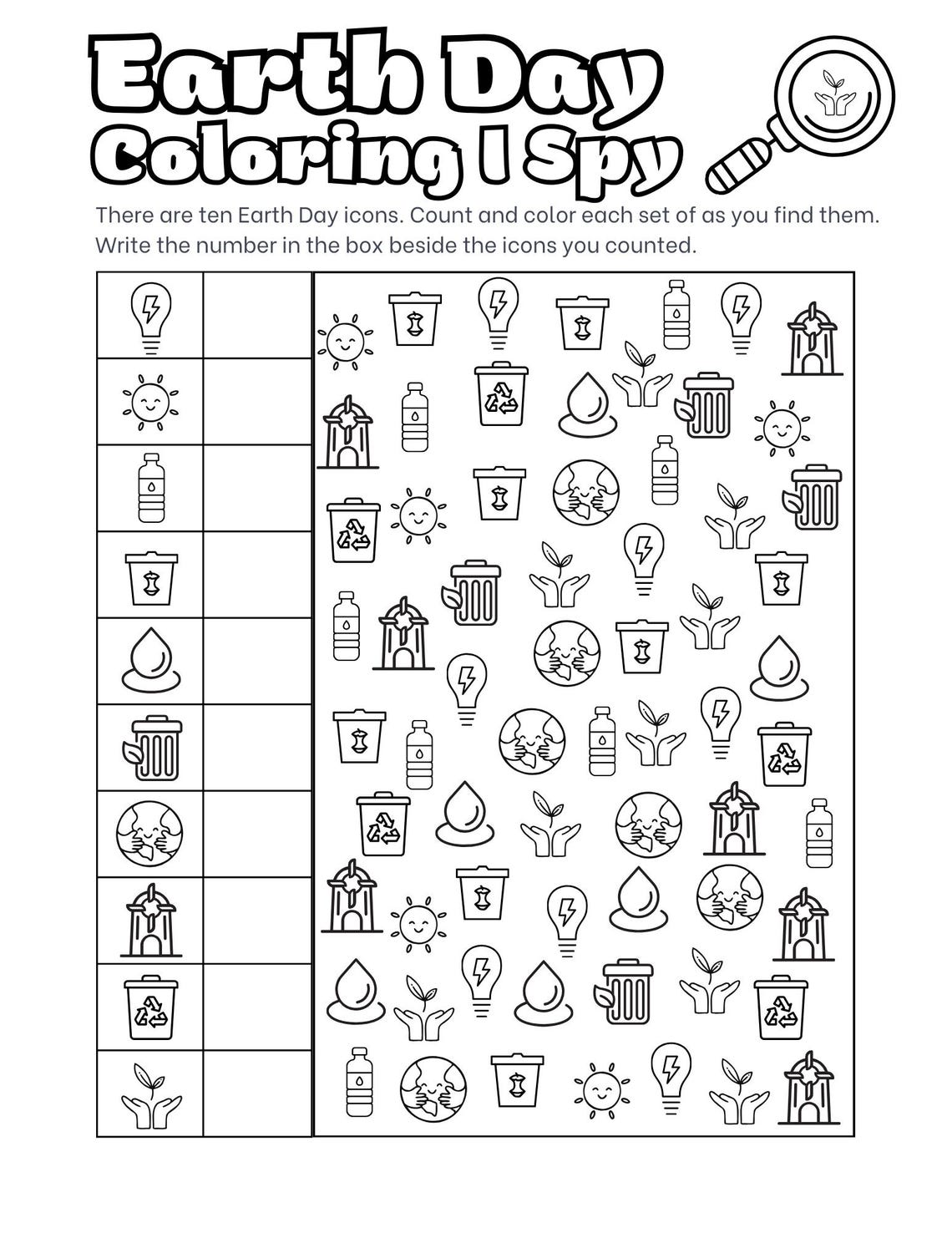 Printable Earth Day I Spy Coloring Game - Etsy