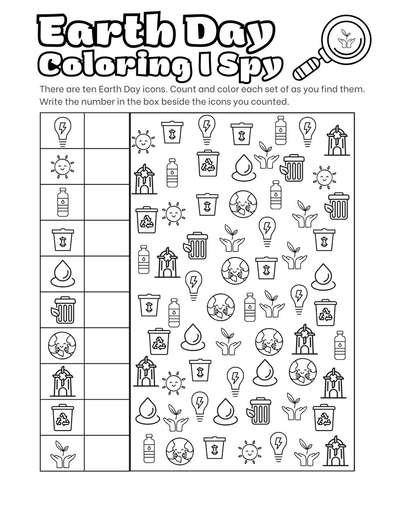 Printable Earth Day I Spy Coloring Game - Etsy