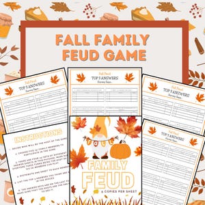 Printable Fall Family Feud Game - 26 Pages Perfect for Fall Party ...