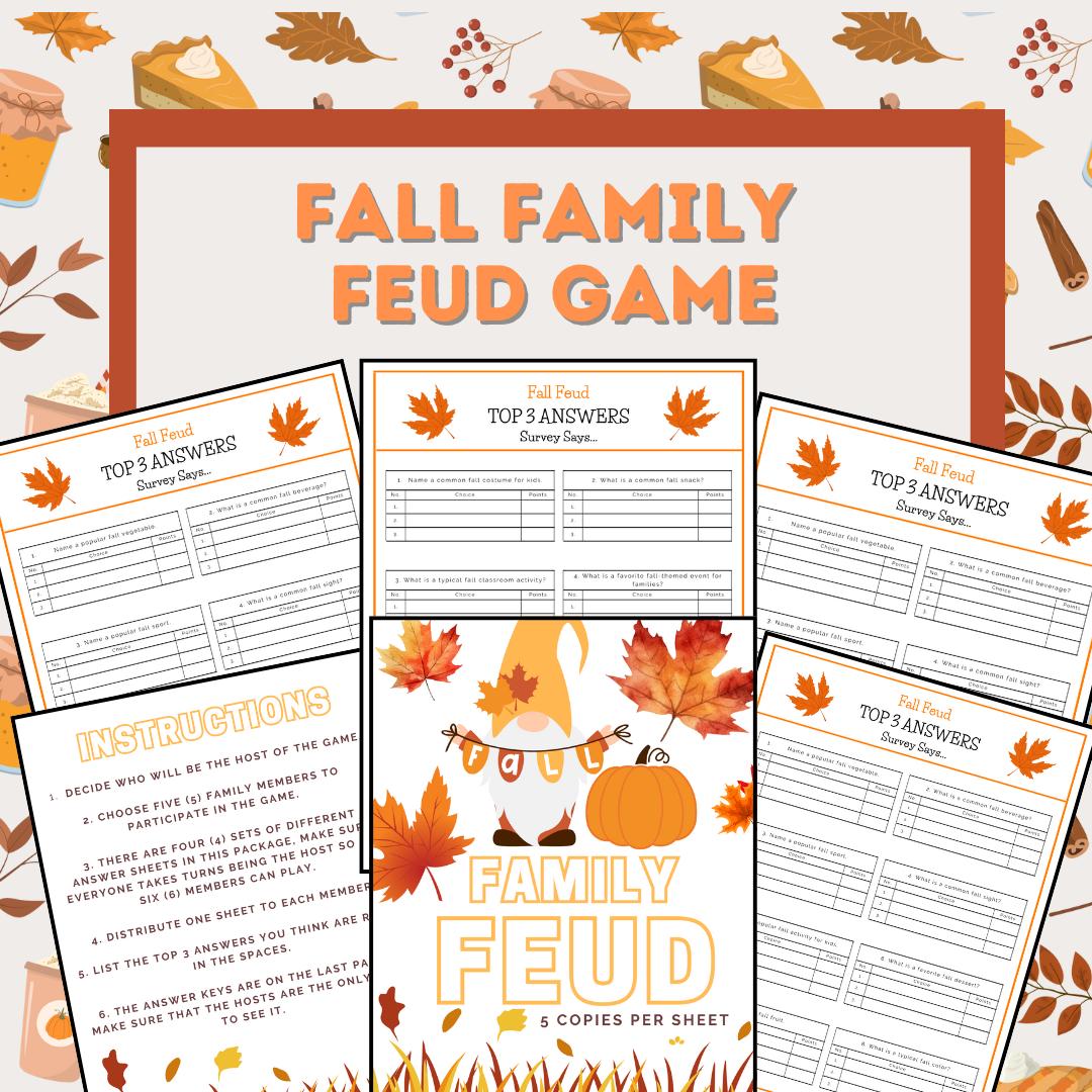 Printable Fall Family Feud Game - 26 Pages Perfect for Fall Party ...