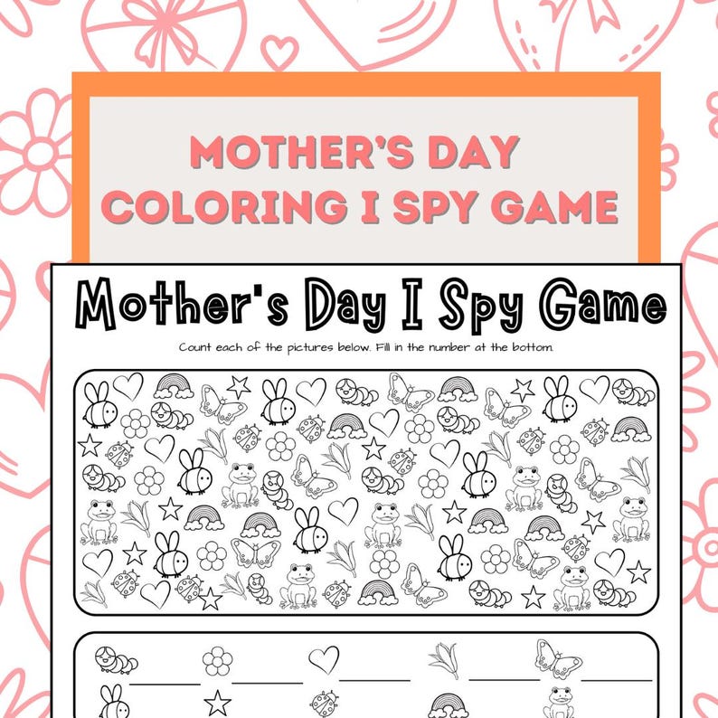 Printable Mother's Day I Spy Coloring Page - Etsy Australia
