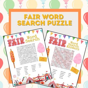 Printable Fair Word Search Puzzle With Answer Key - Etsy
