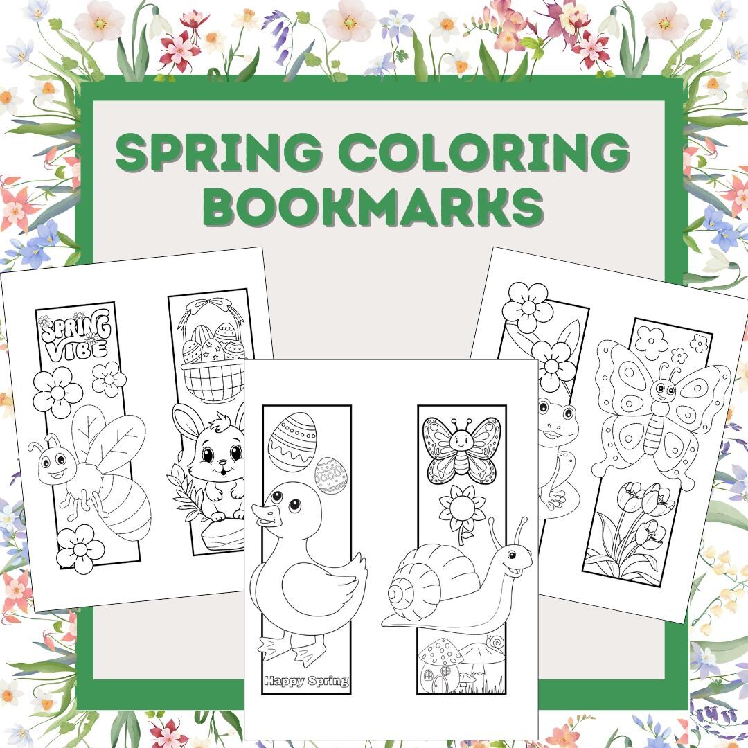 Printable Spring Coloring Bookmarks- Set of 10 - Etsy