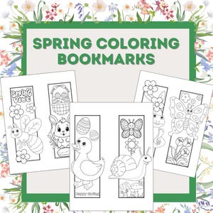 Printable Spring Coloring Bookmarks- Set of 10 - Etsy
