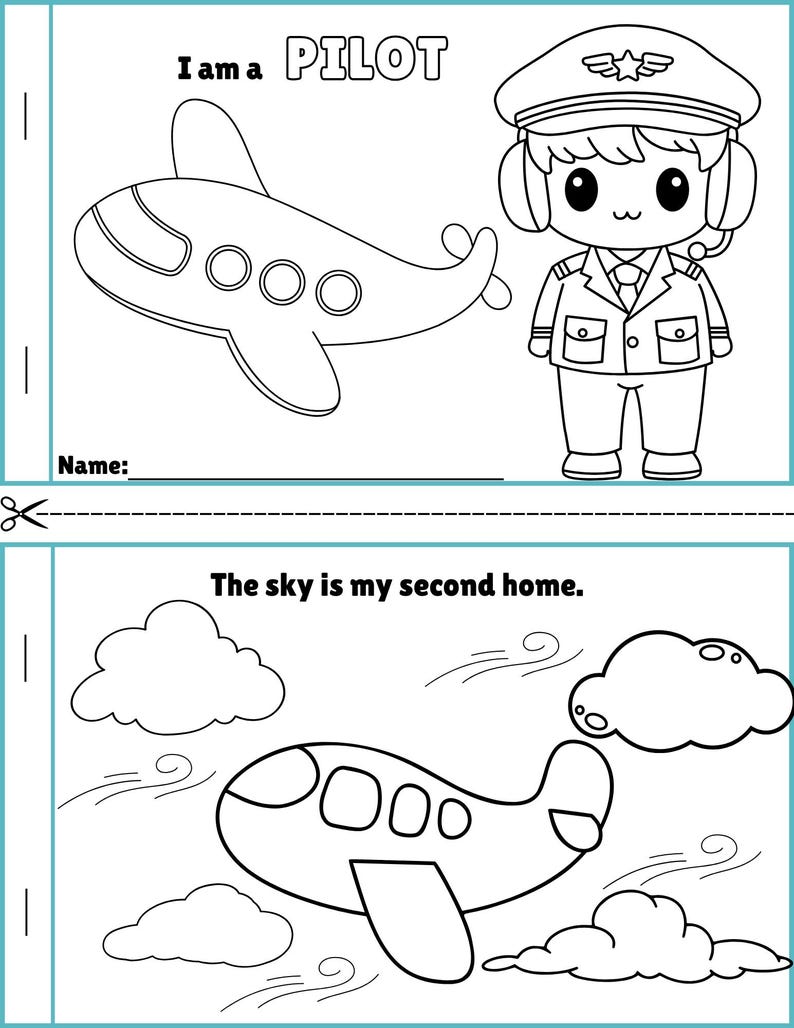 Printable Airplane Pilot Coloring Book - Perfect Travel or Quiet Time ...