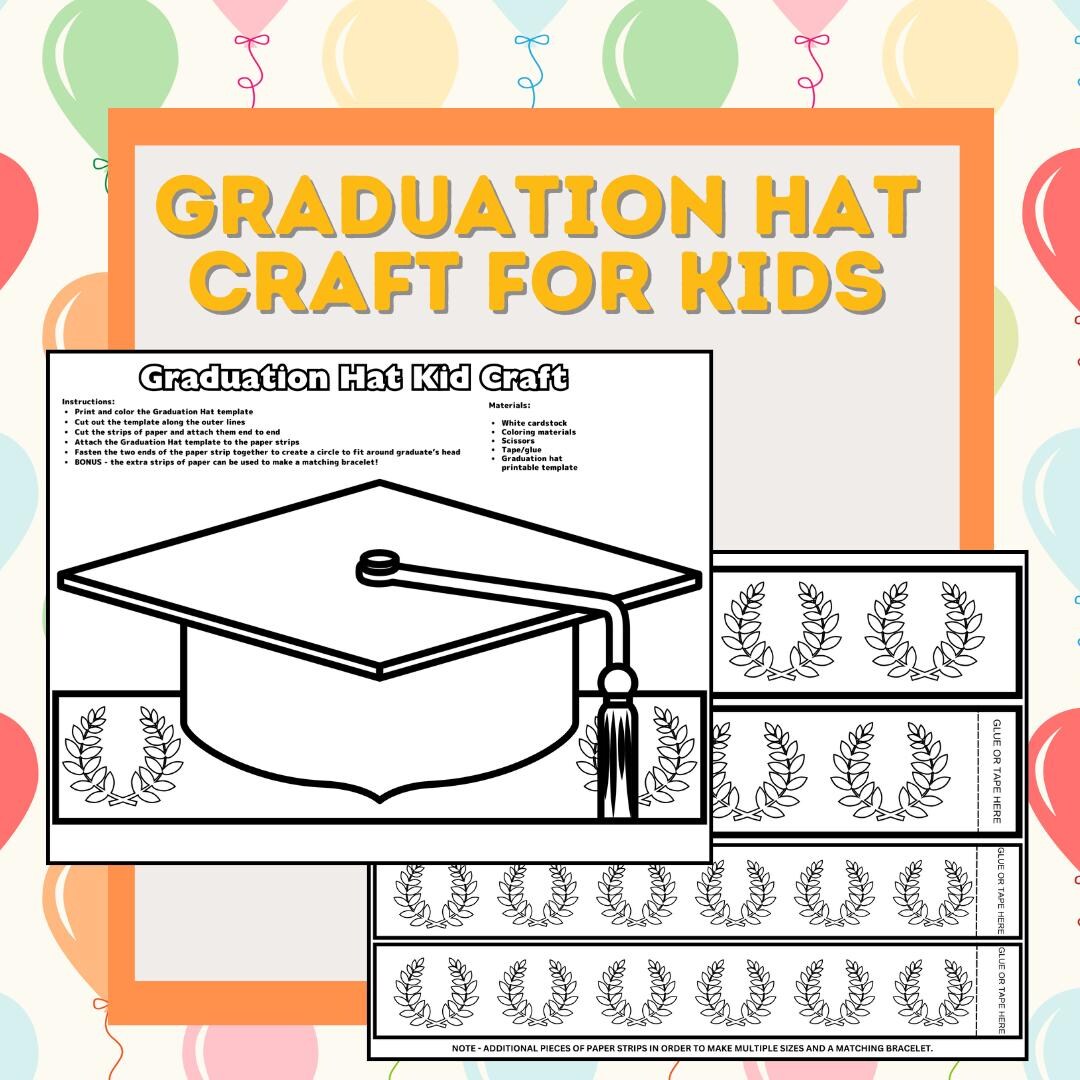 Printable Preschool Graduation Cap Coloring Craft - Etsy