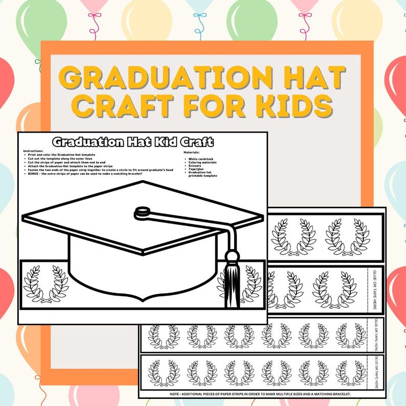 Printable Preschool Graduation Cap Coloring Craft - Etsy