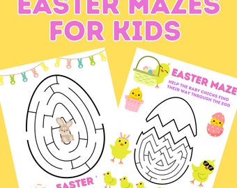 Easter Maze Coloring Pages Printable Mazes for Kids 10 - Etsy