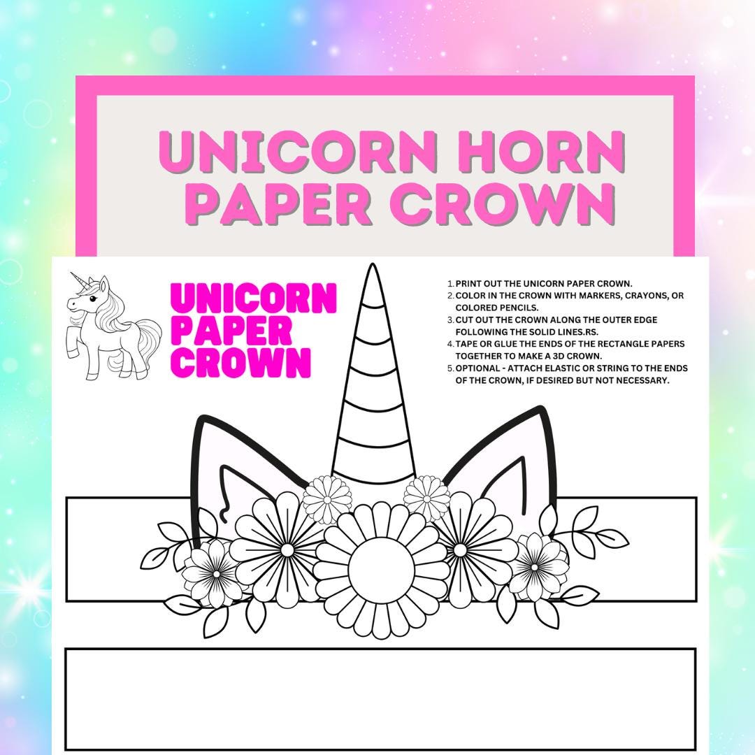 Printable Unicorn Horn Crown - Fun for Craft Time, Parties and More - Etsy