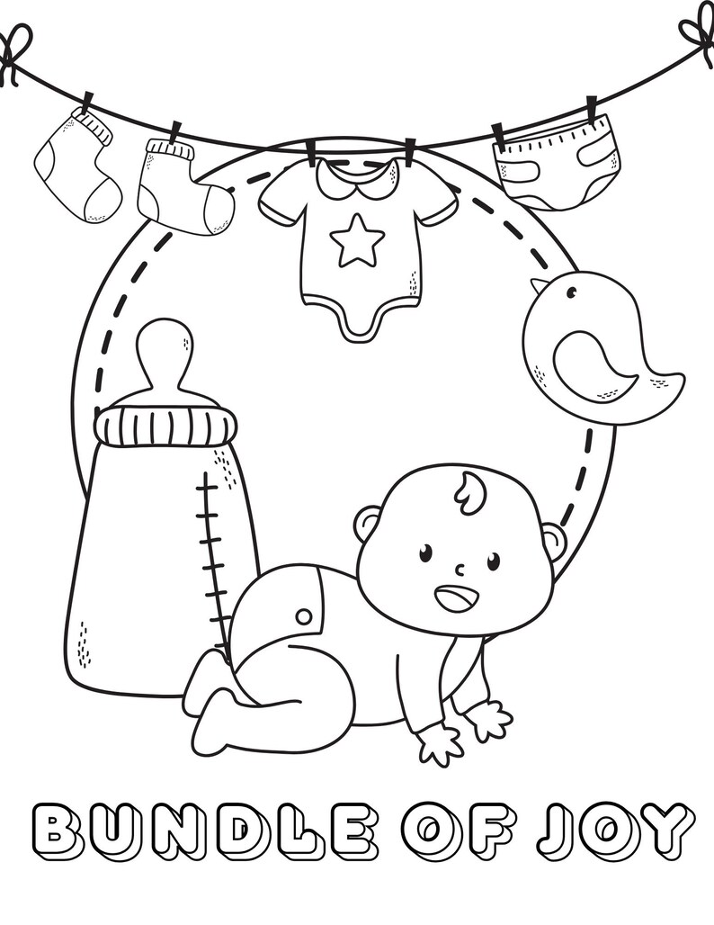 5 Printable Baby Coloring Pages - Perfect for Baby Showers! - Etsy ...