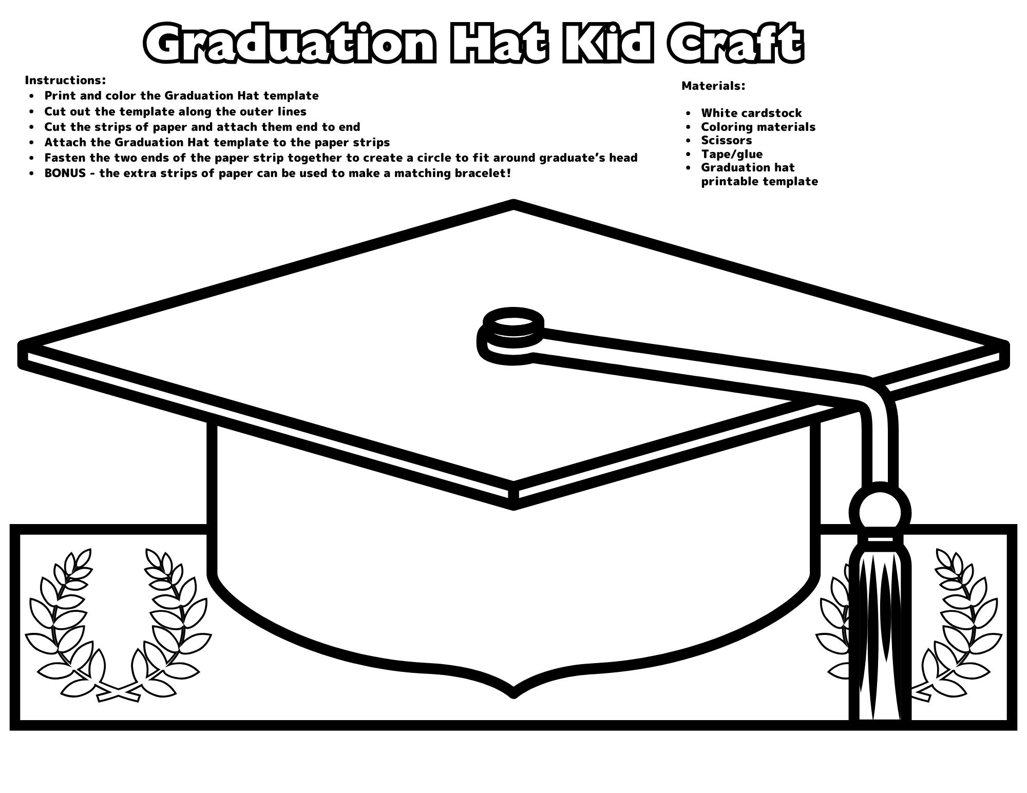 Printable Preschool Graduation Cap Coloring Craft - Etsy