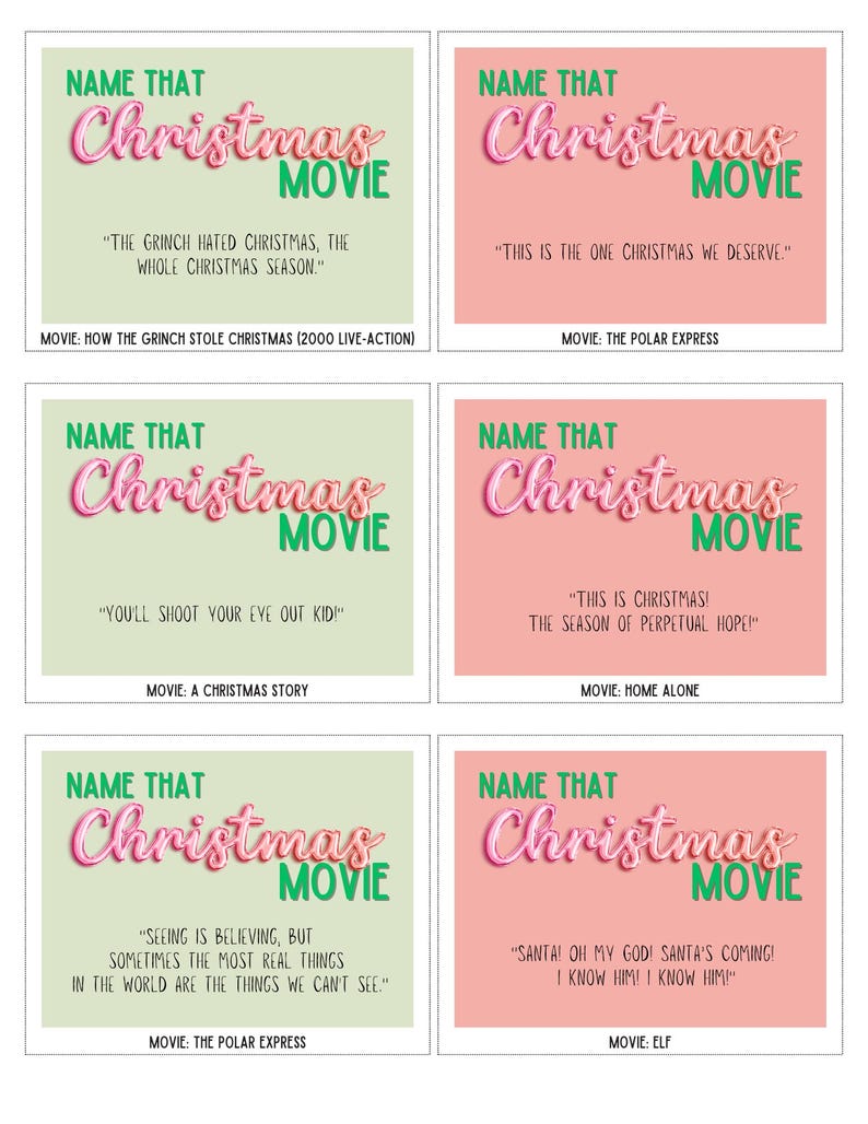 Printable Name That Christmas Movie Game - Etsy
