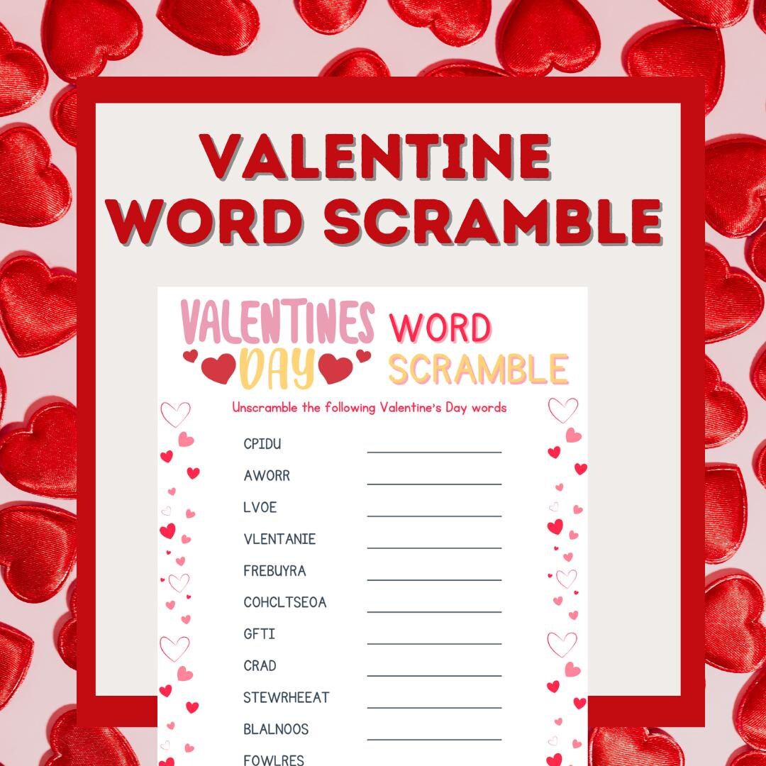 Printable Valentine's Day Word Scramble Game - Etsy
