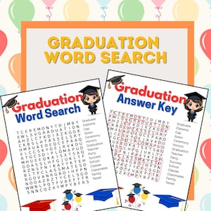 Printable Graduation Word Search Puzzle With Answer Key - Etsy