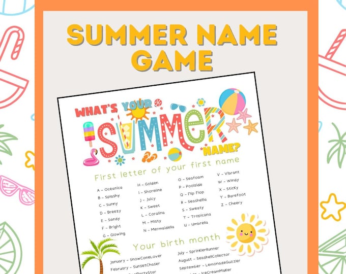 What's Your Summer Name Summer Games for Kids, Family Summer Games ...