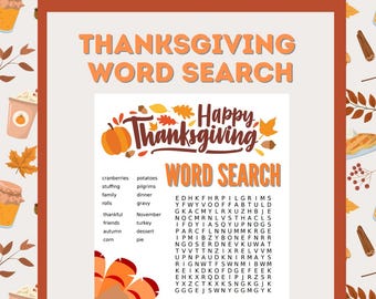 Thanksgiving Word Search - Etsy