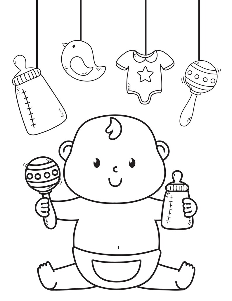 5 Printable Baby Coloring Pages - Perfect for Baby Showers! - Etsy