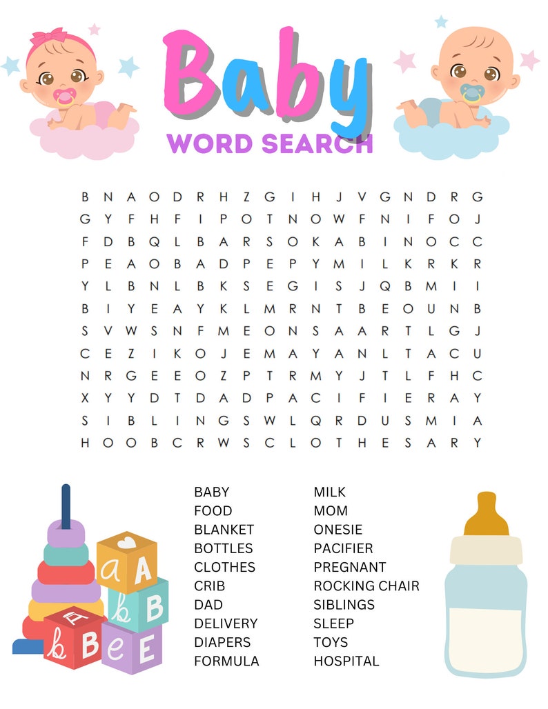 Baby Word Search - Etsy