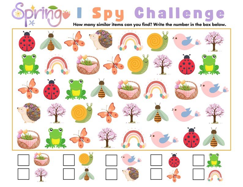 Printable Spring I Spy Game - Etsy