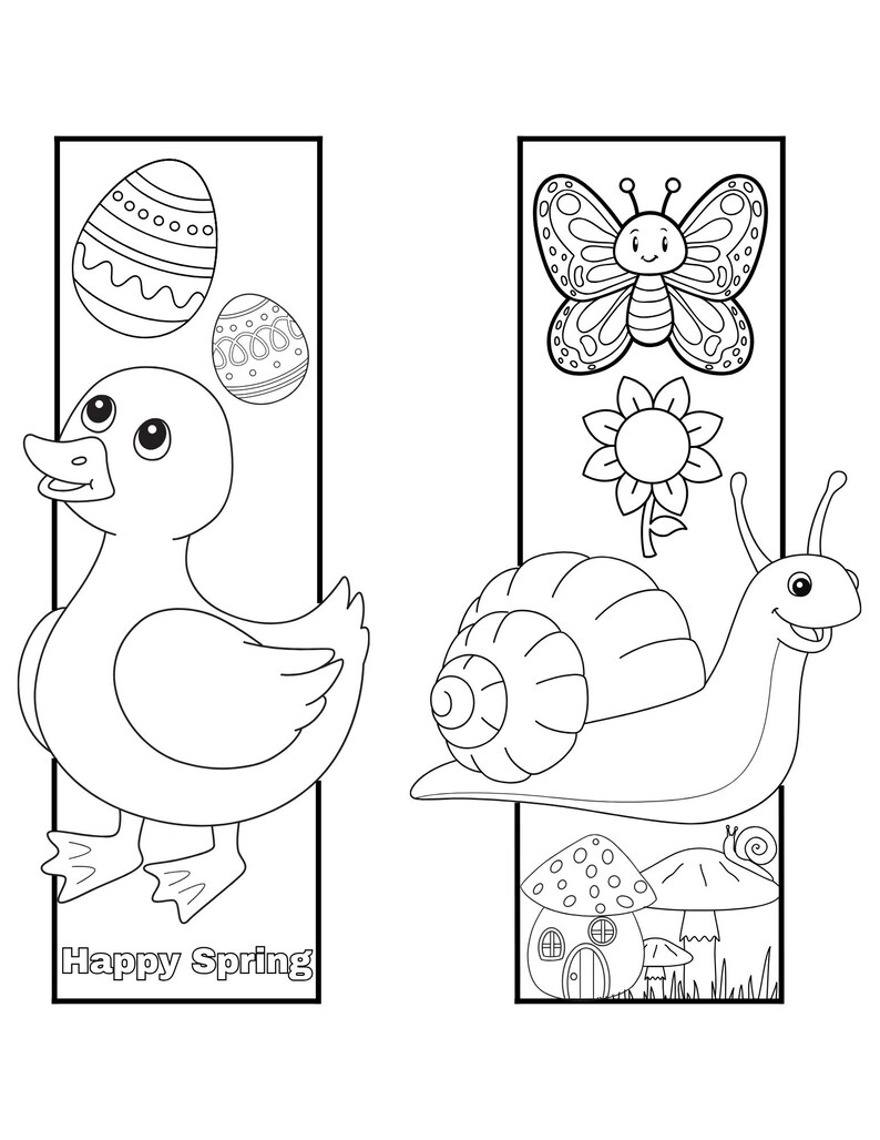 Printable Spring Coloring Bookmarks- Set of 10 - Etsy