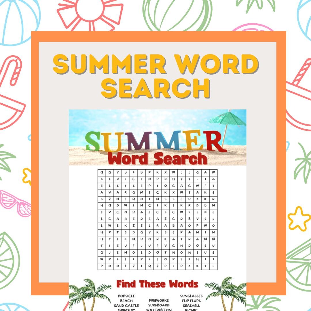 Printable Summer Fun Word Search - Etsy