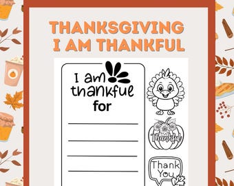 Printable thankful Coloring Page Worksheet, Digital Copy - Etsy