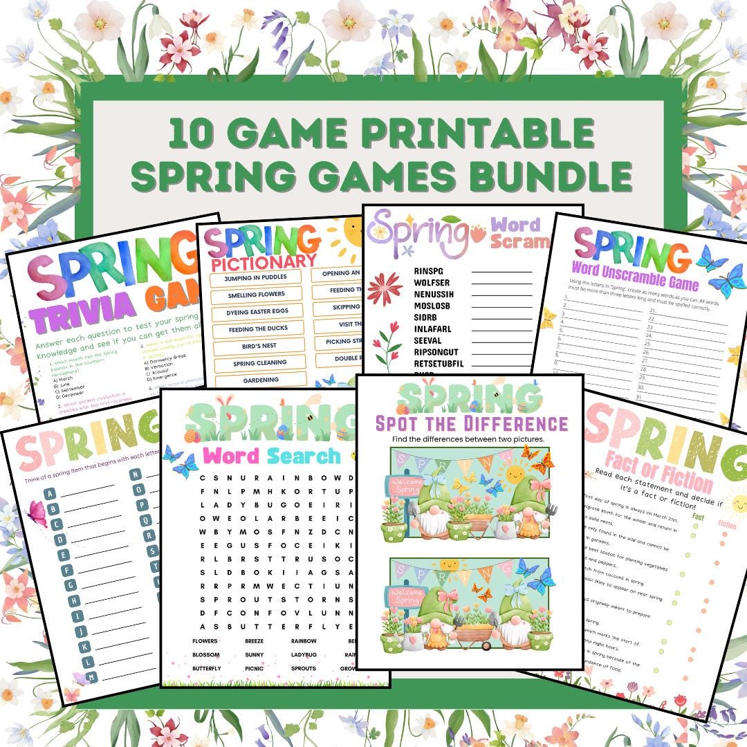 Printable Spring Games Bundle - 10 Activities Included! - Etsy