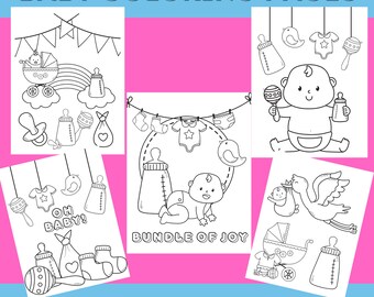 Welcome Baby Coloring Pages and Crayons 1 Bag 1 Child Baby Shower Party ...