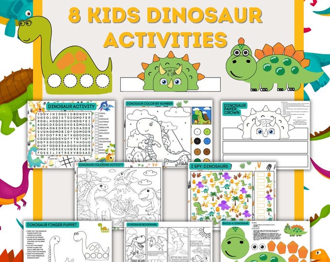 Dinosaur Game Printable Bundle, Dinosaur Activity Pages, Dinosaur ...