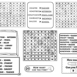 5 Printable Back to School Activity Pages (plus 1 Page Answer Key ...