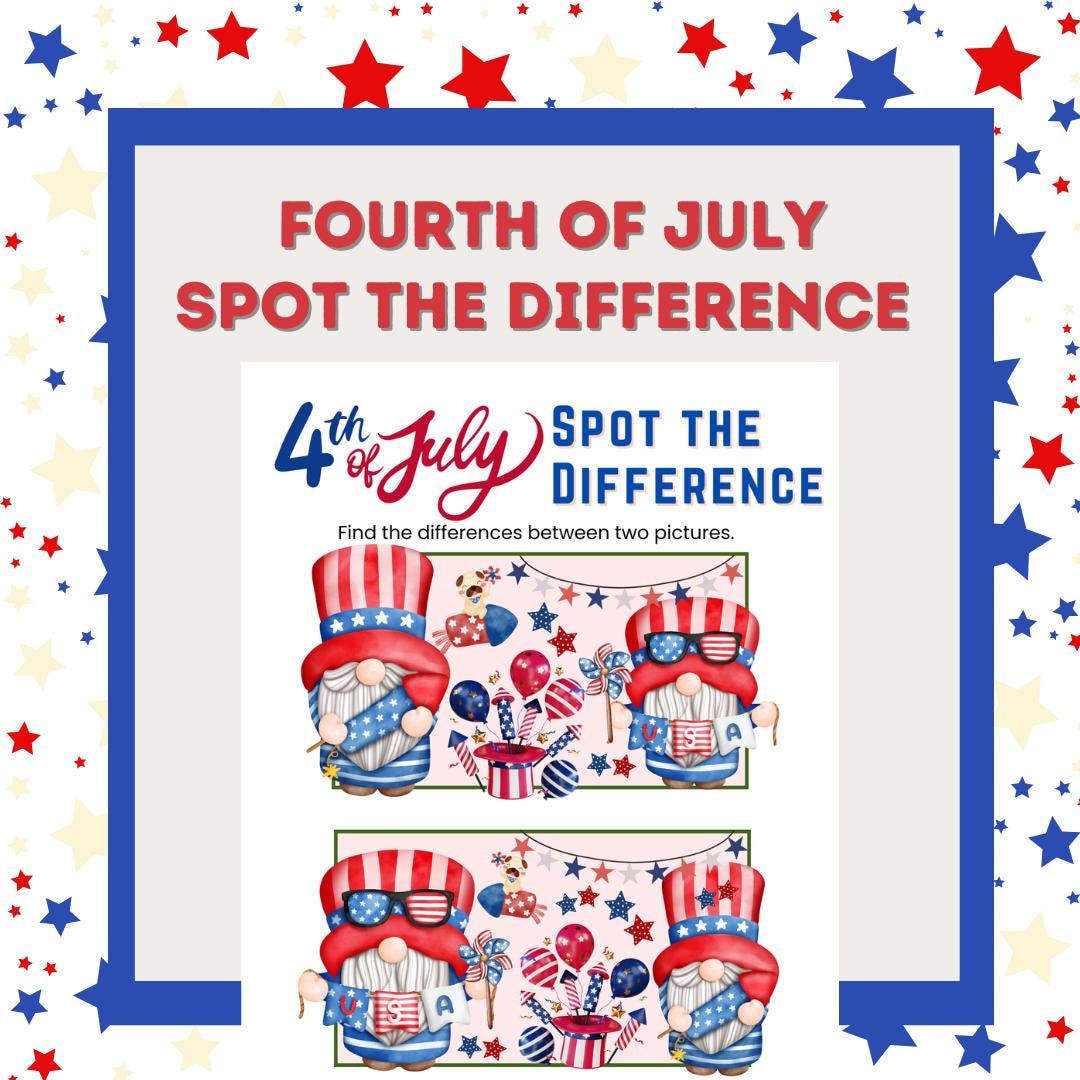 Fourth of July Spot the Difference - Etsy