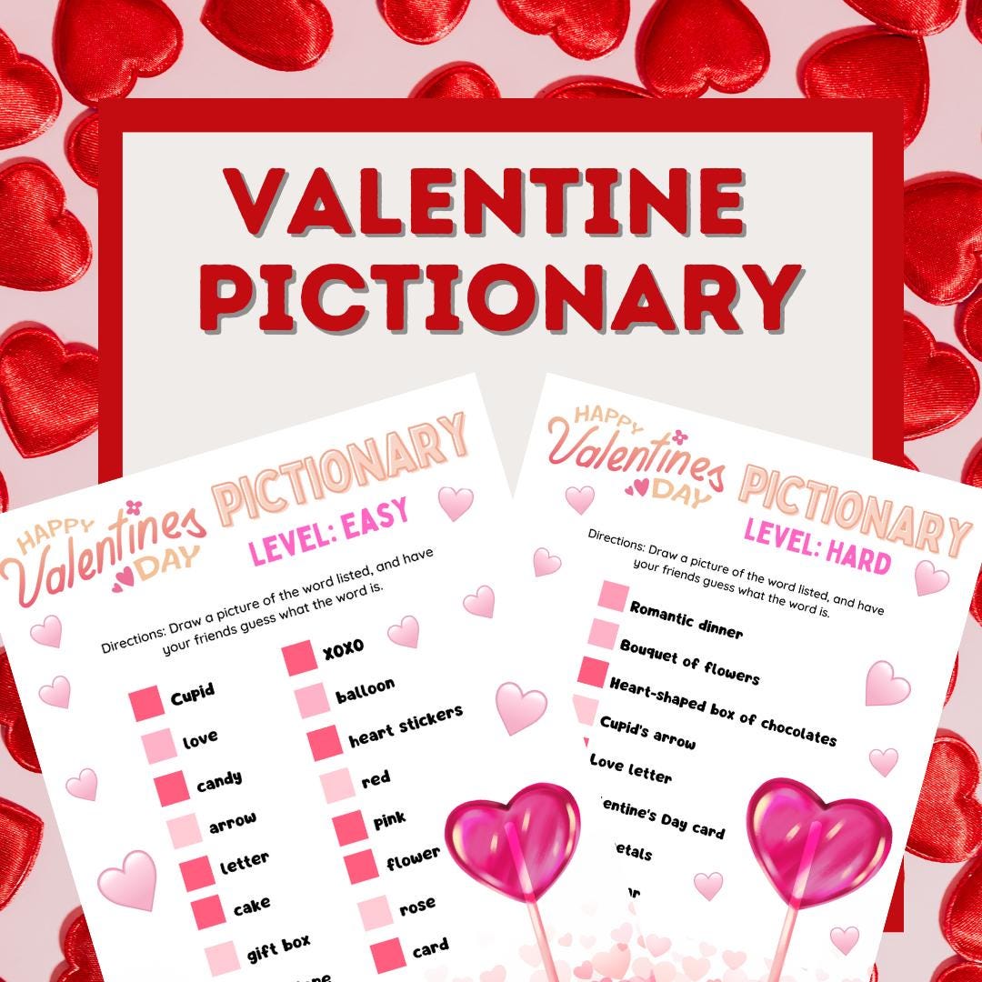 Printable Valentine's Day Pictionary Game - Etsy