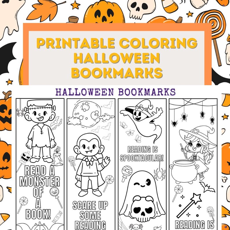 Printable Halloween Coloring Bookmarks - 4 Super Spooky Designs for ...