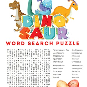 Printable Dinosaur Word Search Puzzle - Etsy