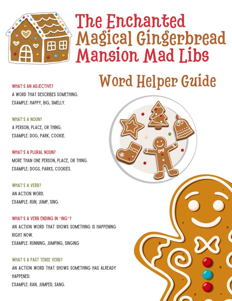 Printable Gingerbread Christmas Mad Libs - Etsy
