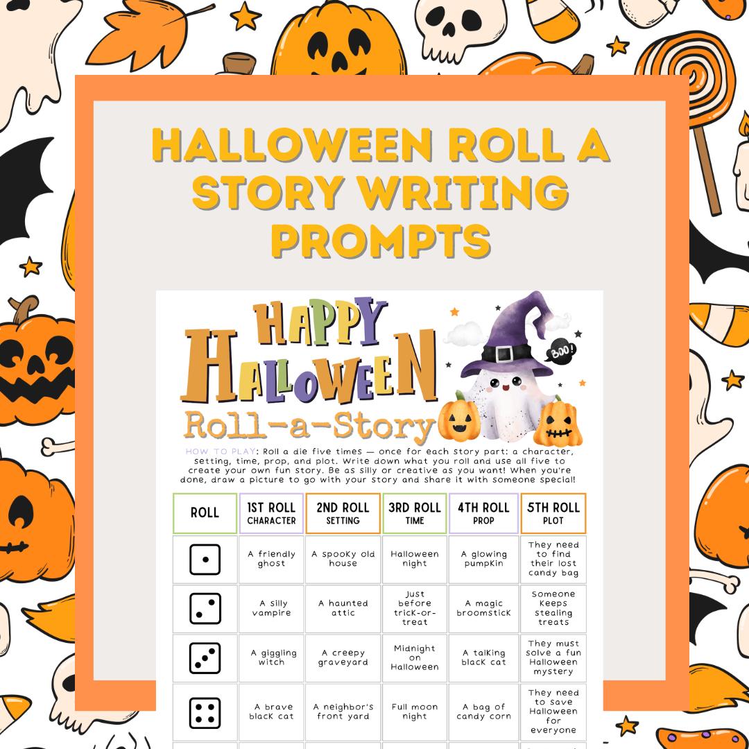 Printable Halloween Roll a Story Writing Prompts for Kids - Etsy