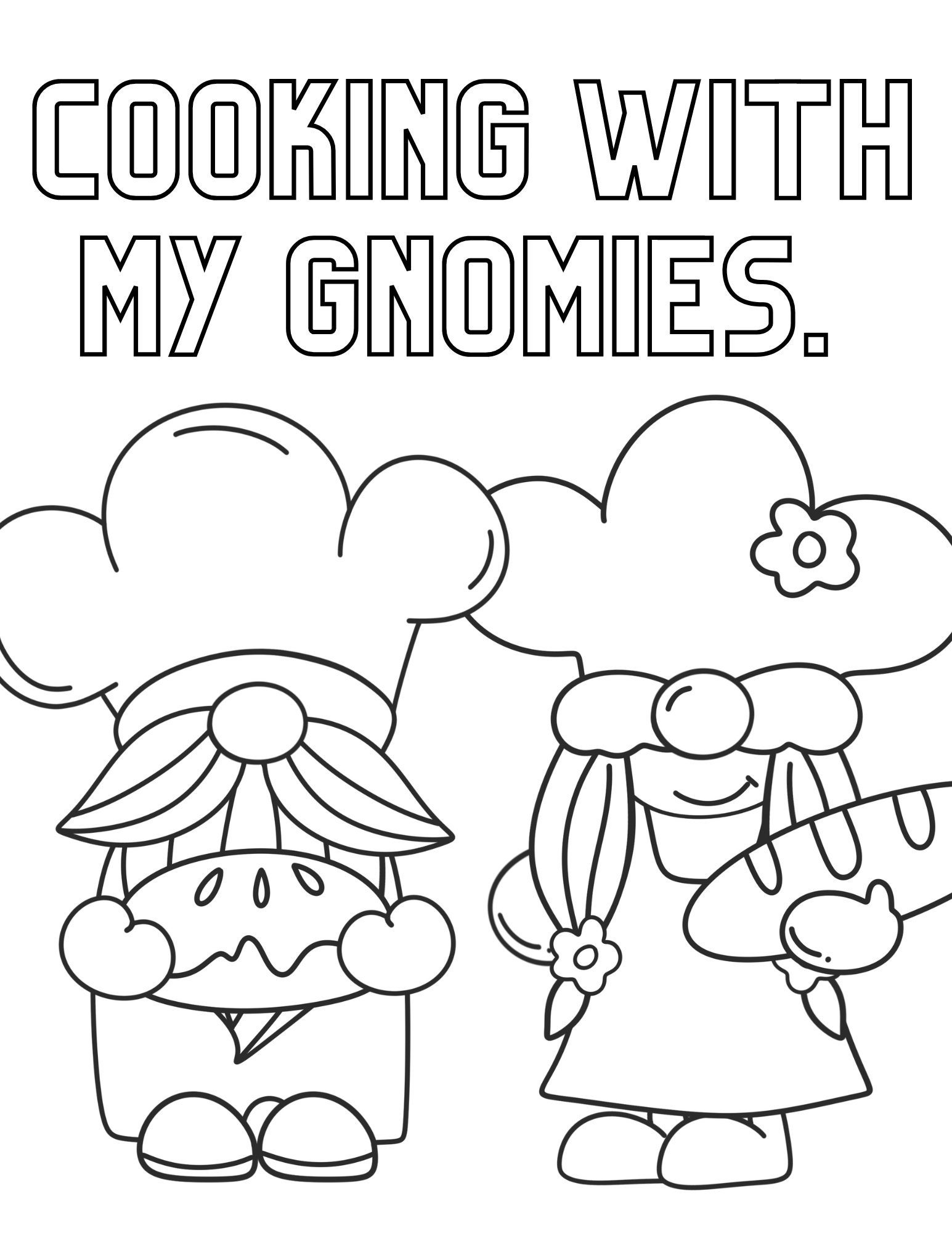 Kitchen Gnome Coloring Pages - Etsy
