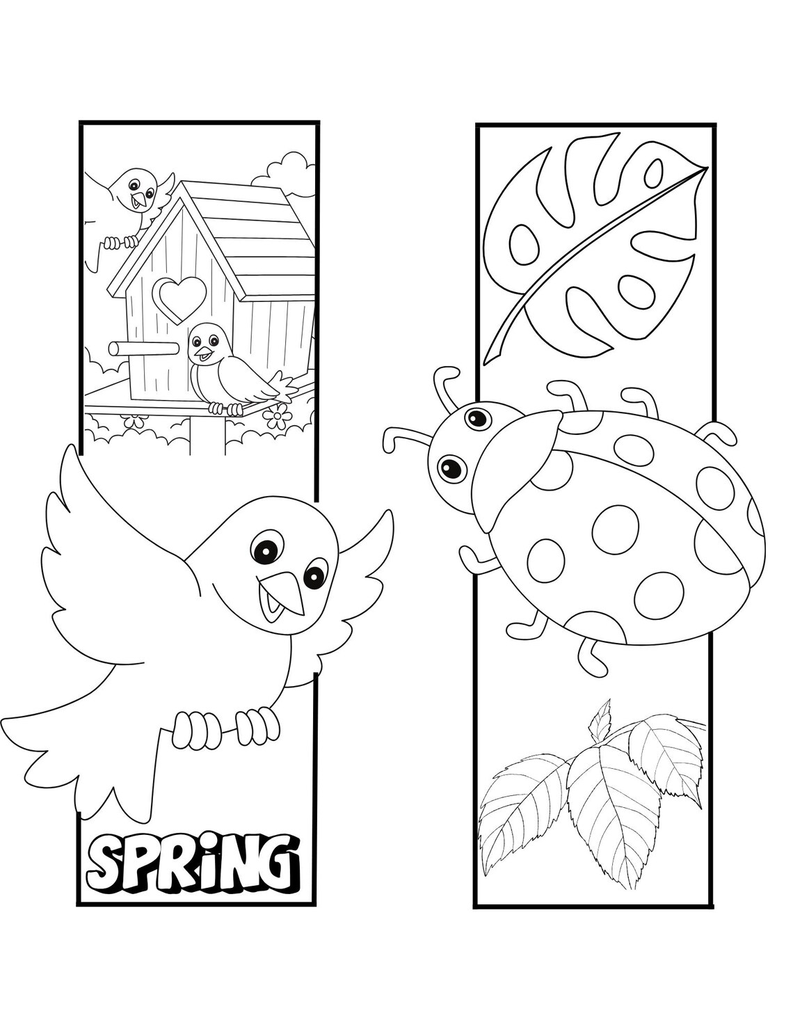 Printable Spring Coloring Bookmarks- Set of 10 - Etsy