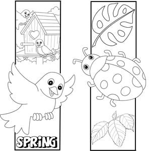 Printable Spring Coloring Bookmarks- Set of 10 - Etsy
