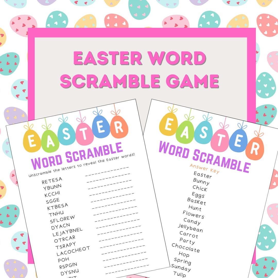 Printable Easter Word Scramble Puzzle - Etsy