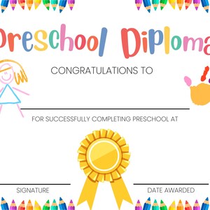 Colorful Printable Preschool Diploma - Etsy