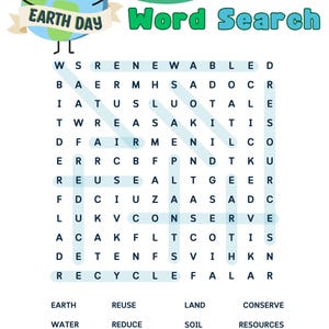 Printable Earth Day Word Search Puzzle With Answer Key - Etsy