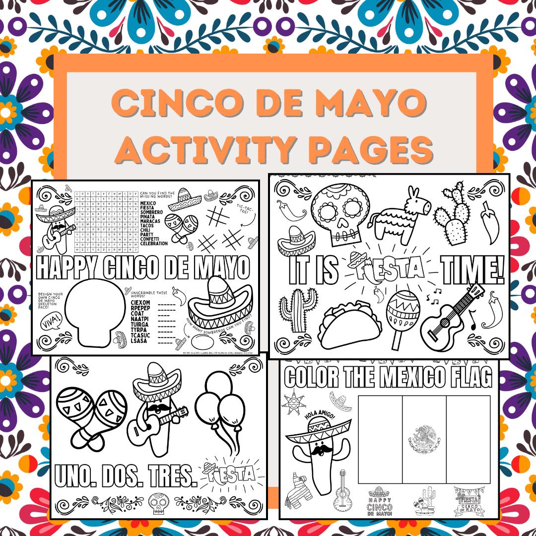 4 Printable Cinco De Mayo Coloring Page and Activity Placemats - Etsy