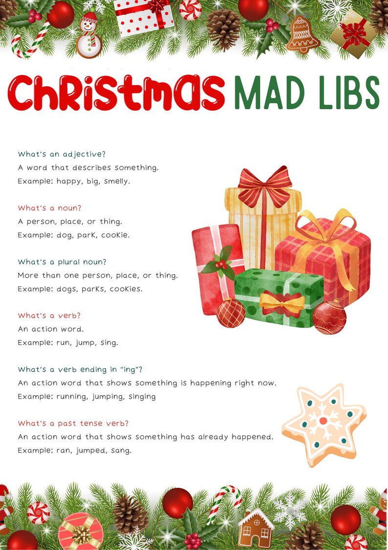 Printable Christmas Eve Mad Libs Game - Etsy