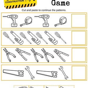 Printable Construction Matching Patterns Game - Great for Construction ...