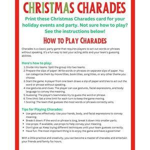Printable Christmas Charades Game - Etsy